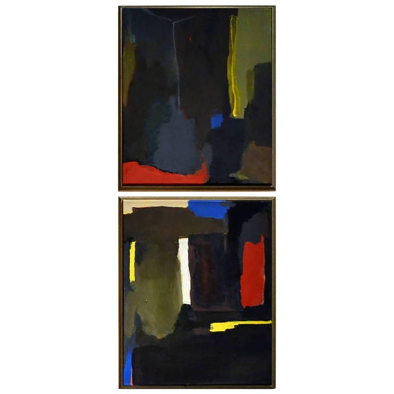 Pair of Abstract Paintings by Artist Don Shearer at 1stDibs