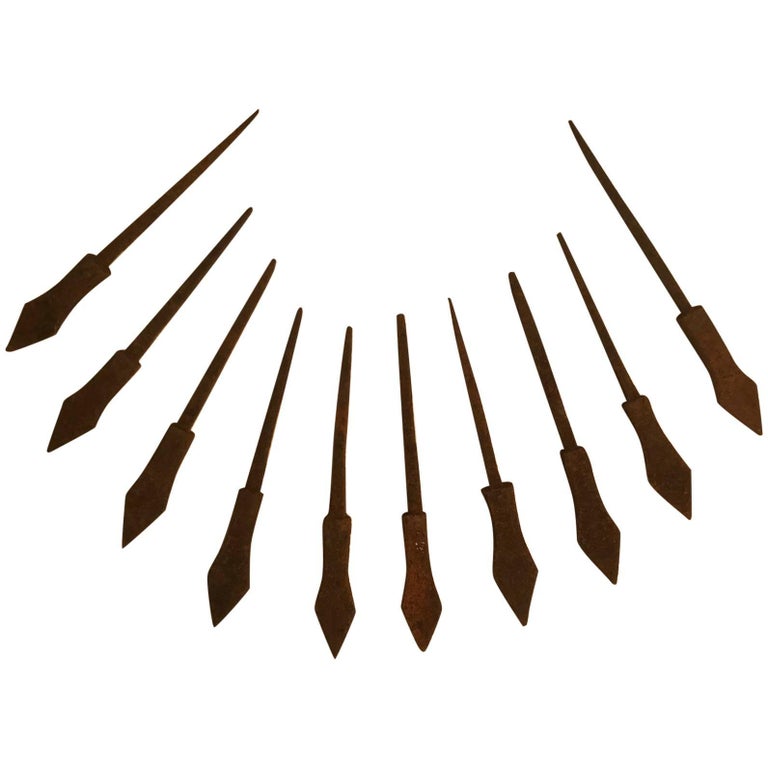 Japanese Antique Samurai Forged Iron Arrow Collection Ten Arrows, 150 ...