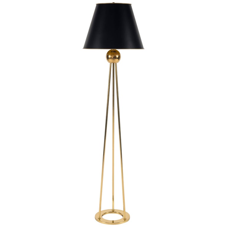 Walter Von Nessen Floor Lamp with Black Shade at 1stDibs