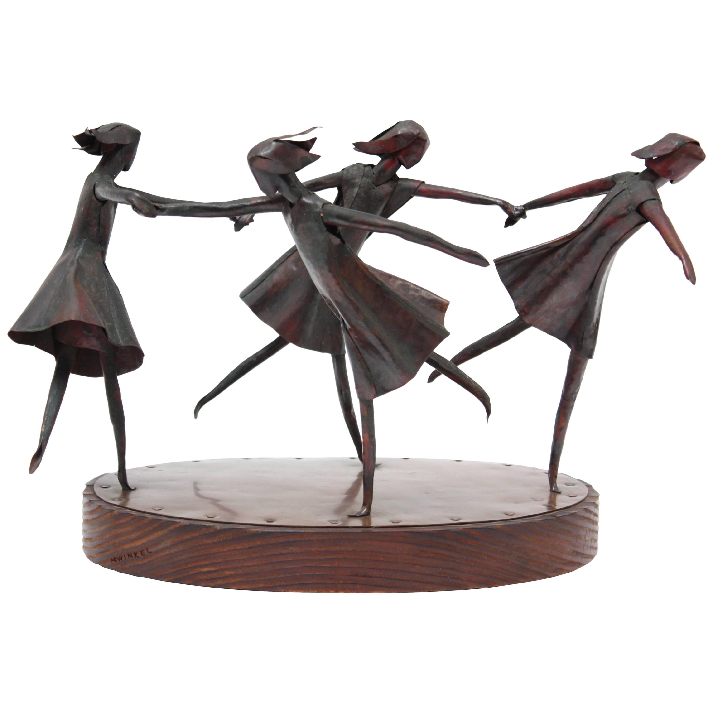 Nina Winkel Mixed Metal 'Dancing Girls' Sculpture at 1stDibs | metal winkel