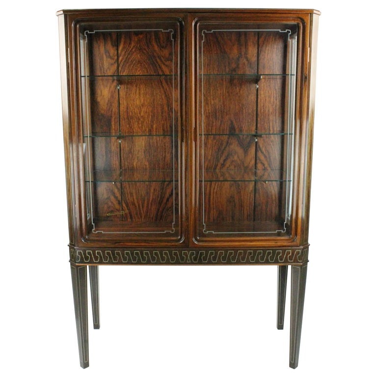 Very Rare 1940s European Rosewood and Pewter Inlaid Vitrine For Sale at ...