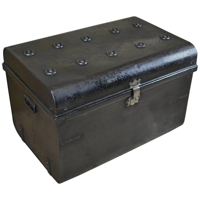 Early 20th Century Metal Travel Trunk at 1stDibs | steel trunk for sale ...