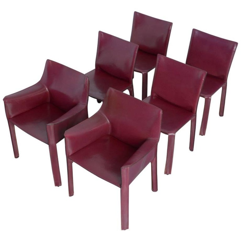 Set of Six CAB Chairs by Mario Bellini for Cassina at 1stDibs