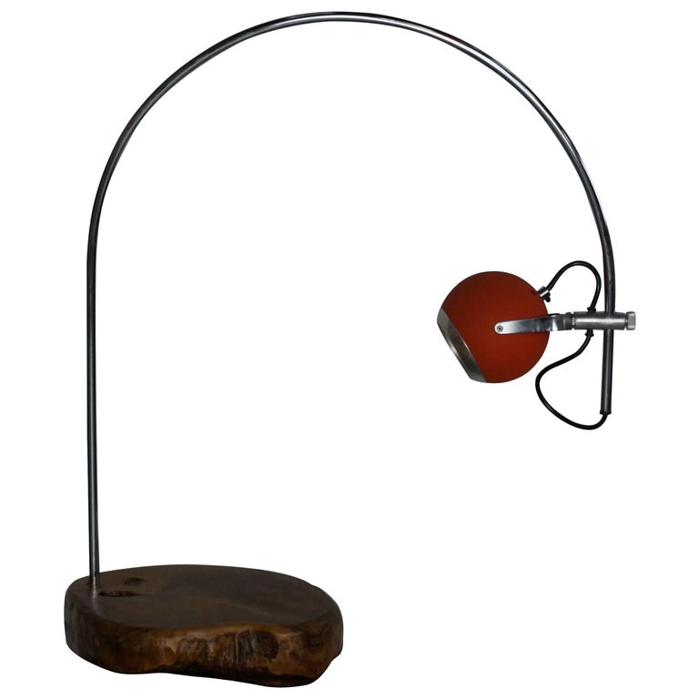 Eye Ball Lamp Arc on Olive Wood For Sale at 1stDibs