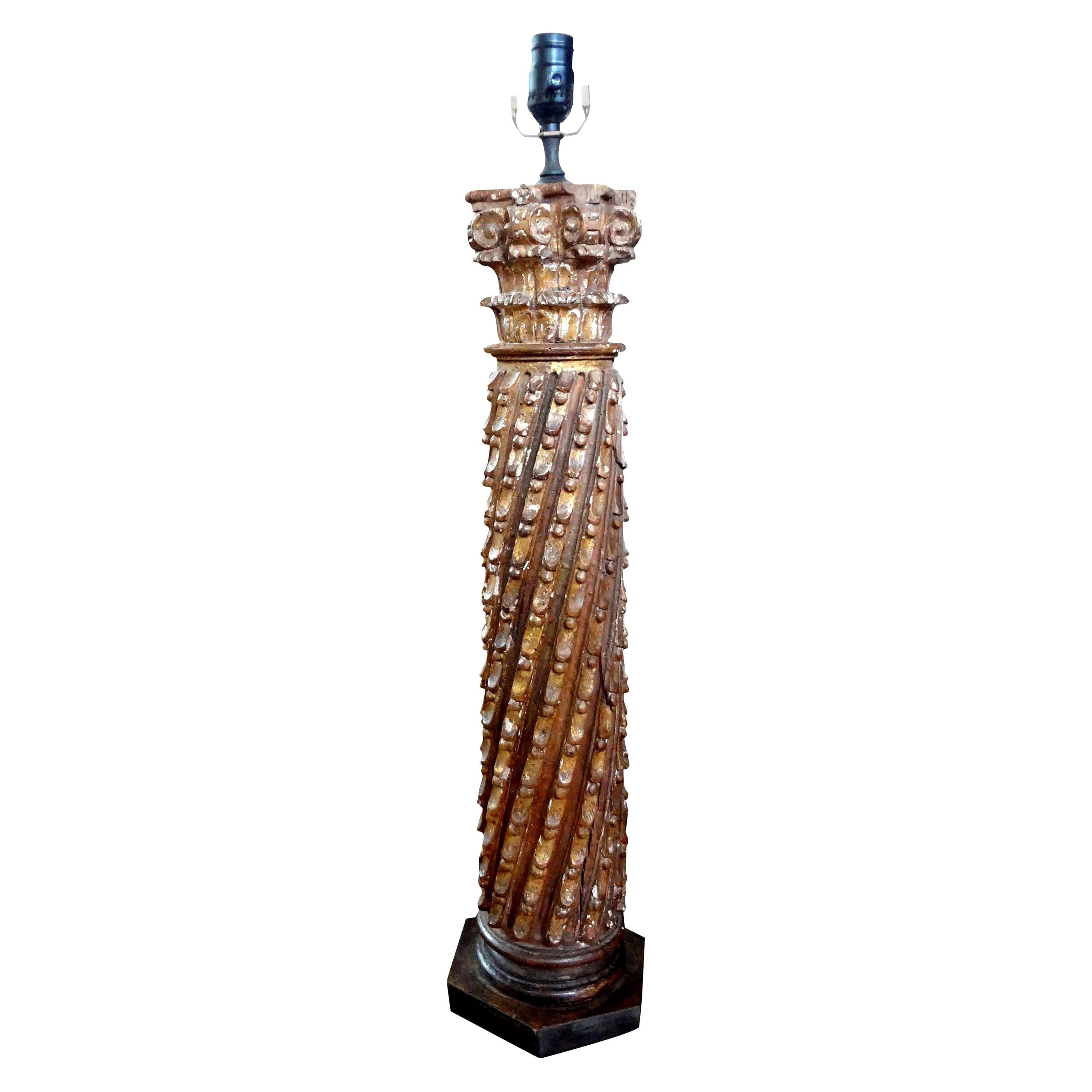 1940s Italian Alabaster Corinthian Column Lamp at 1stDibs