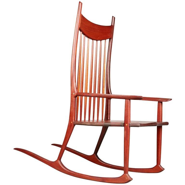 Sam Maloof Style American Craftsman Rocking Chair with Brass Accents at ...