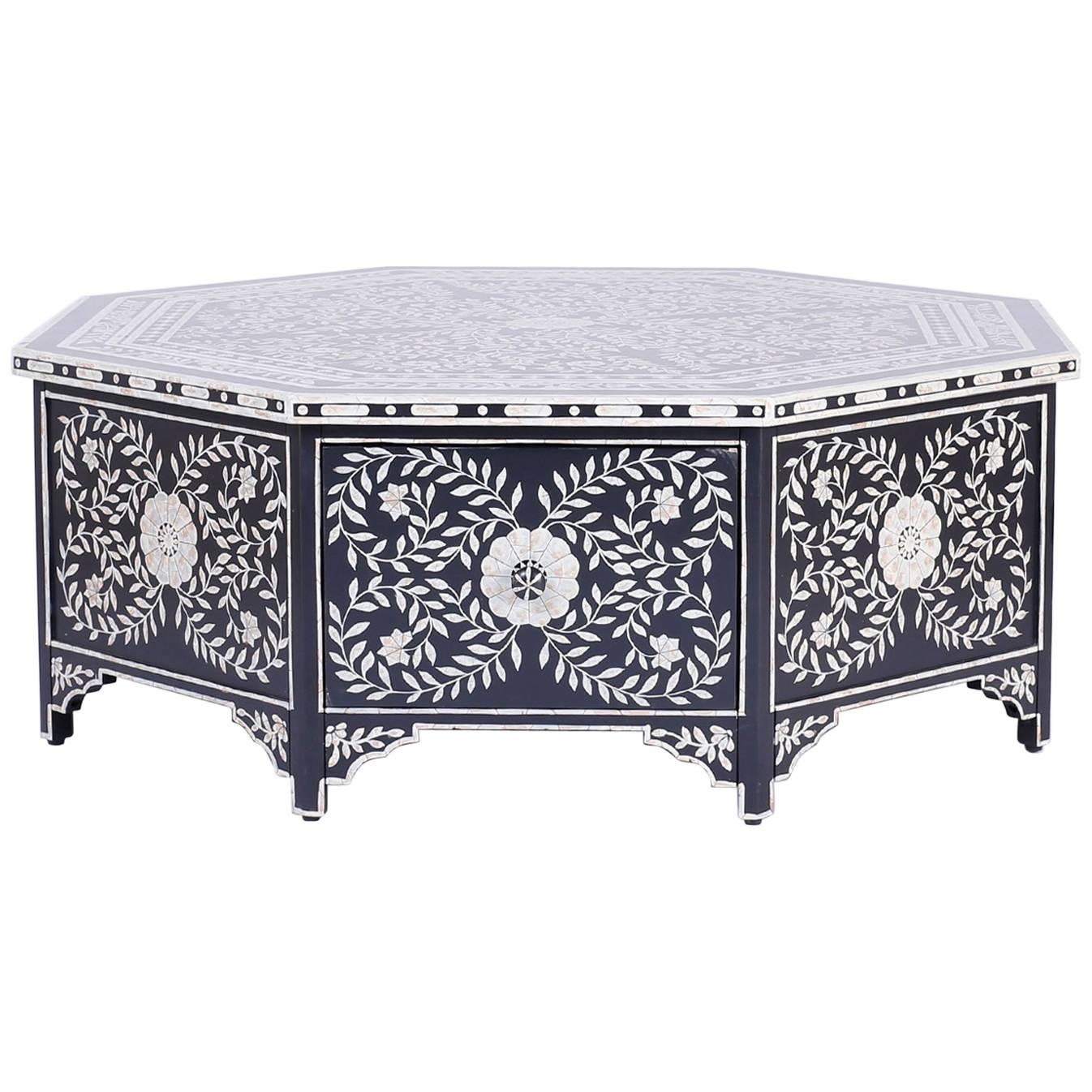 Chic Syrian Style Faux Inlay Coffee Table at 1stDibs | syrian coffee table