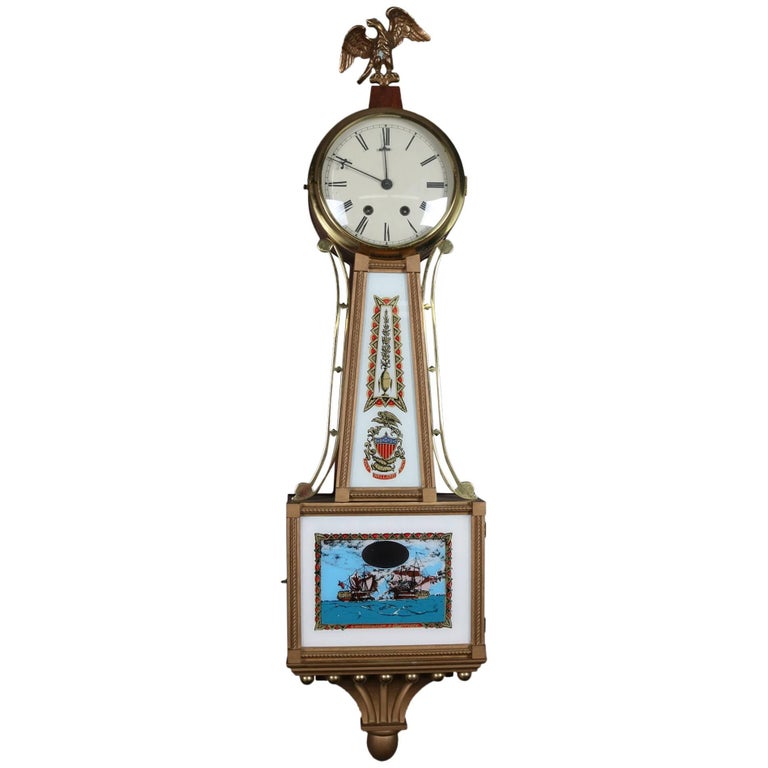 Federal Style Nautical Battle Scene Banjo Wall Clock by Aaron Willard ...