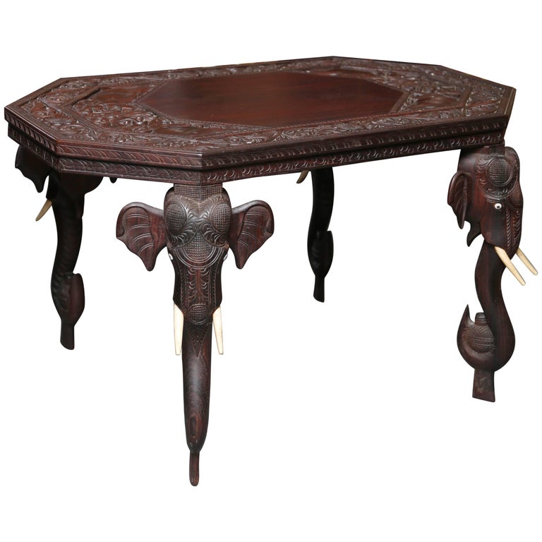Anglo-Indian Elephant Motif Cocktail Table at 1stDibs