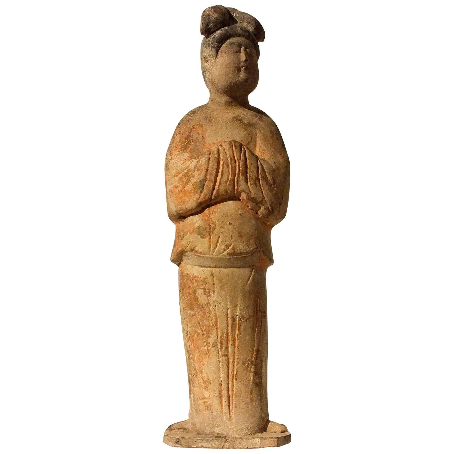 Exquisite Painted Red Pottery Court Lady-Fat Lady at 1stDibs