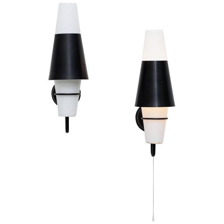 Philips Milk Glass And Metal Wall Sconce At 1stdibs