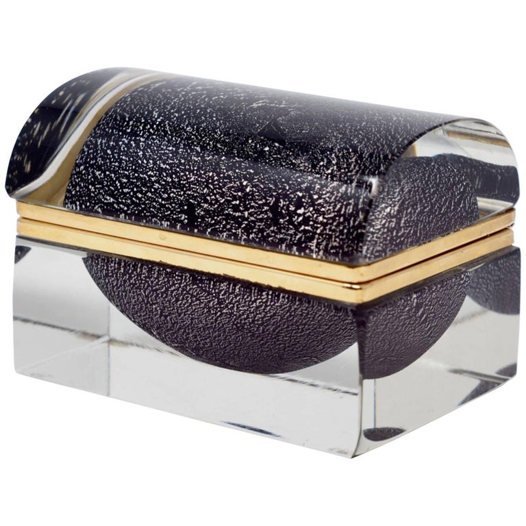 Jade Opaline Glass Murano Trinket Box at 1stdibs