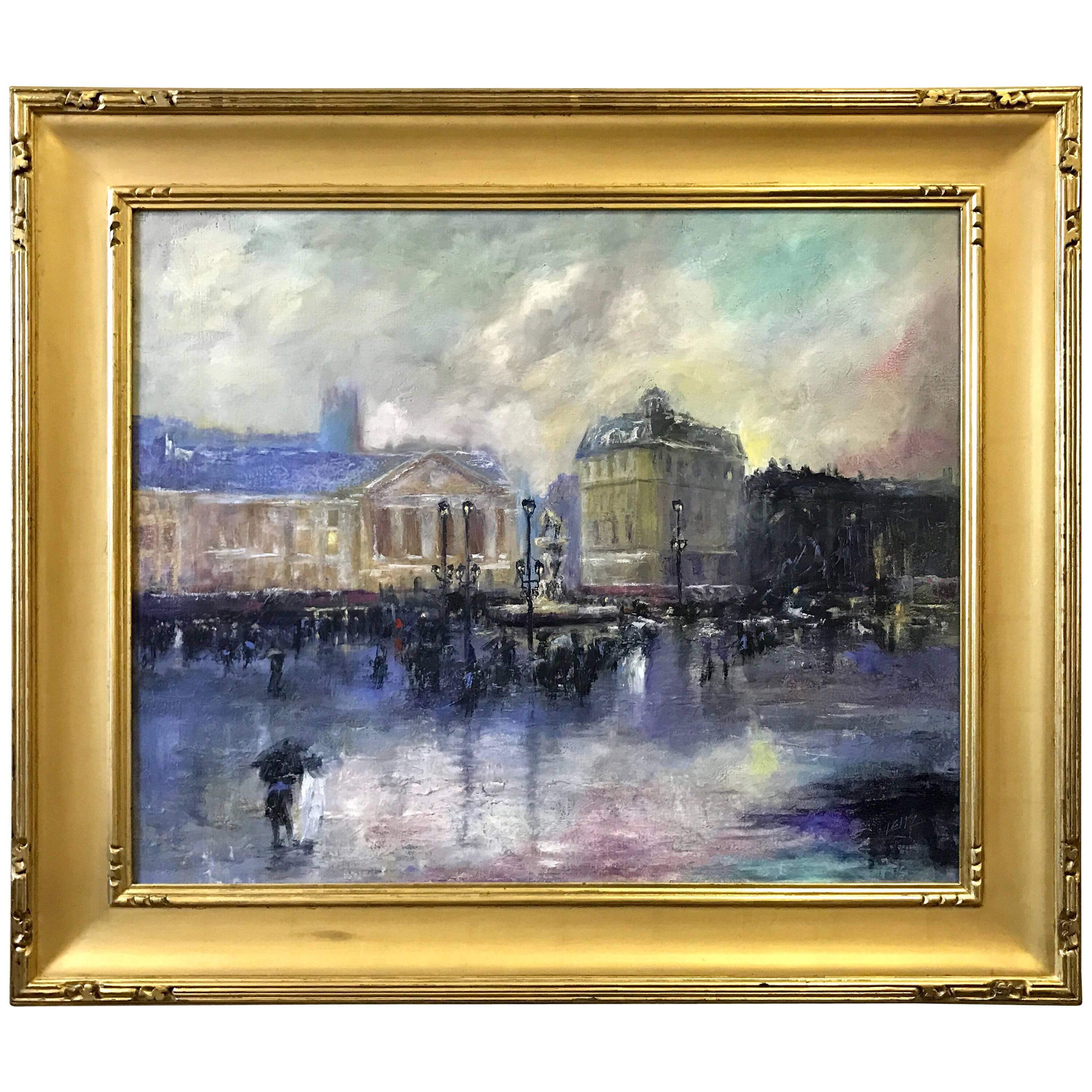 Jeffrey Leitz Oil Painting Grand Canal Venice Italy 23-Karat Gold Leaf ...