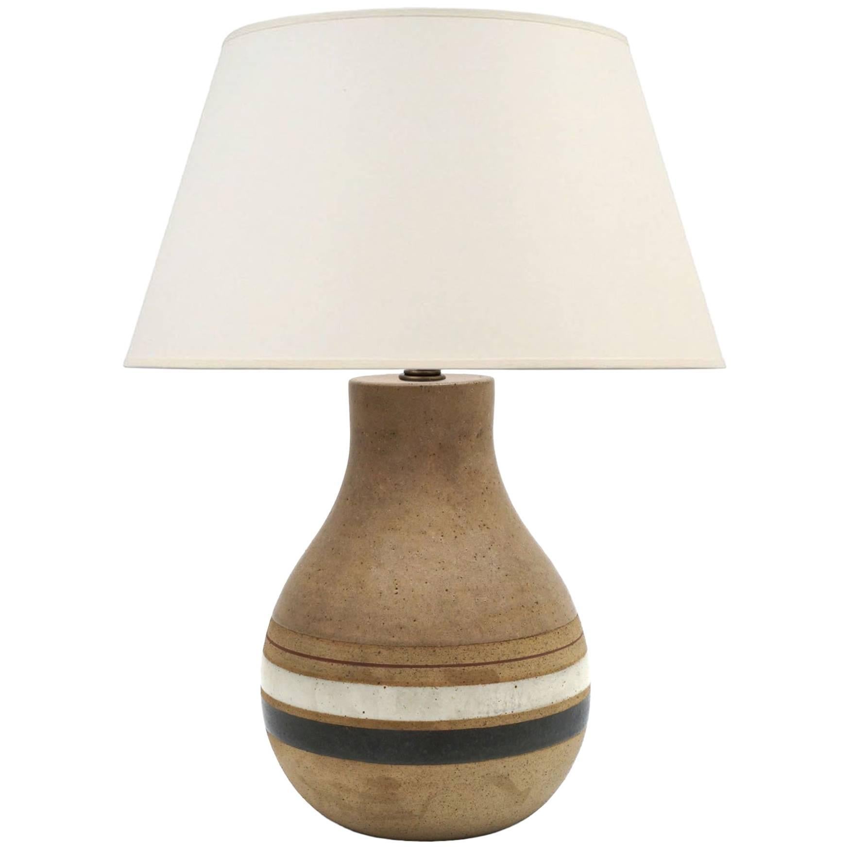 Italian Mid-Century Modern Round Ceramic Table Lamp by Bruno Gambone ...