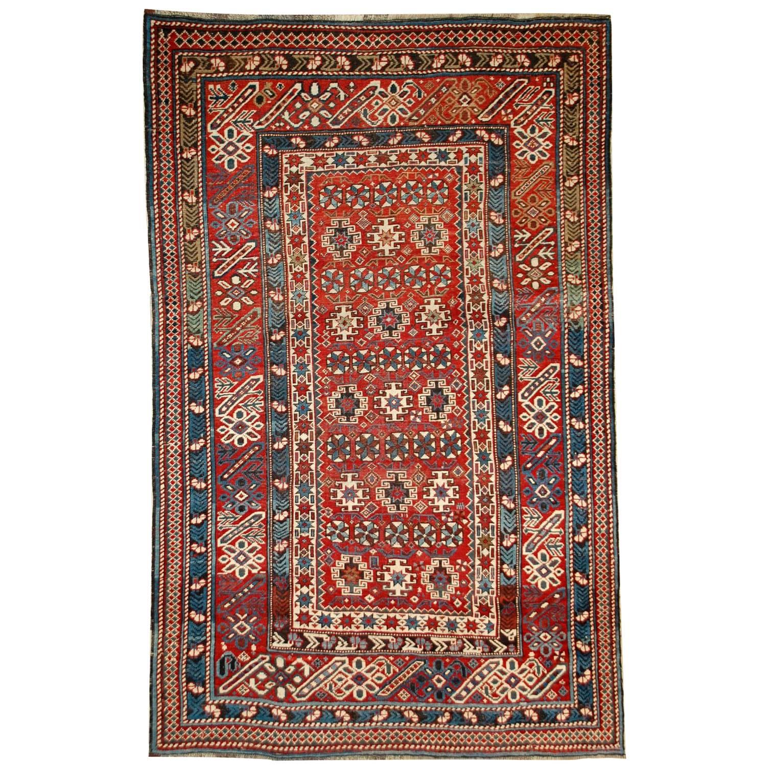 Handmade Antique Caucasian Chichi Rug, 1880s at 1stDibs
