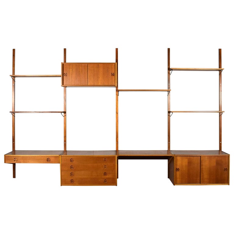 Beautiful Scandinavian Wall Unit in Teak, 1950s at 1stDibs ...