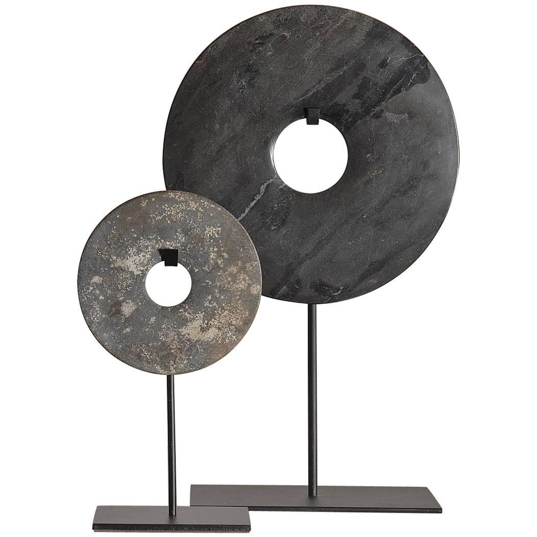 Set of Chinese Polished Stone Bi- Discs at 1stDibs