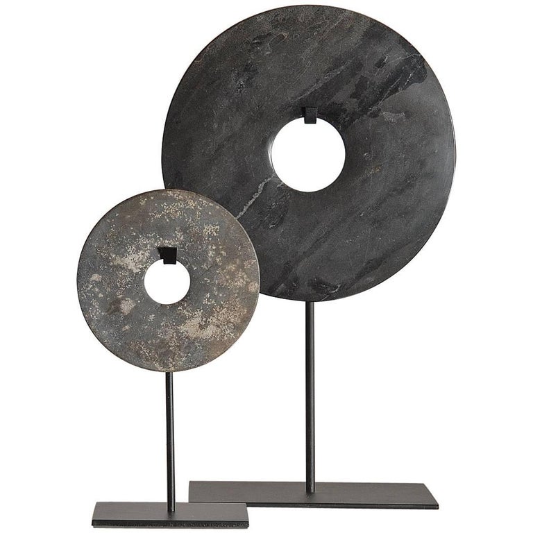 Set of Chinese Polished Stone Bi- Discs at 1stDibs