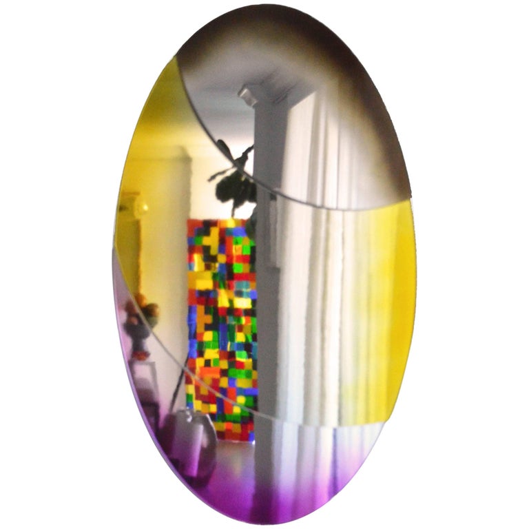 TRIO. Sculptural Oval Wall Mixed Media Mirror For Sale at 1stDibs ...