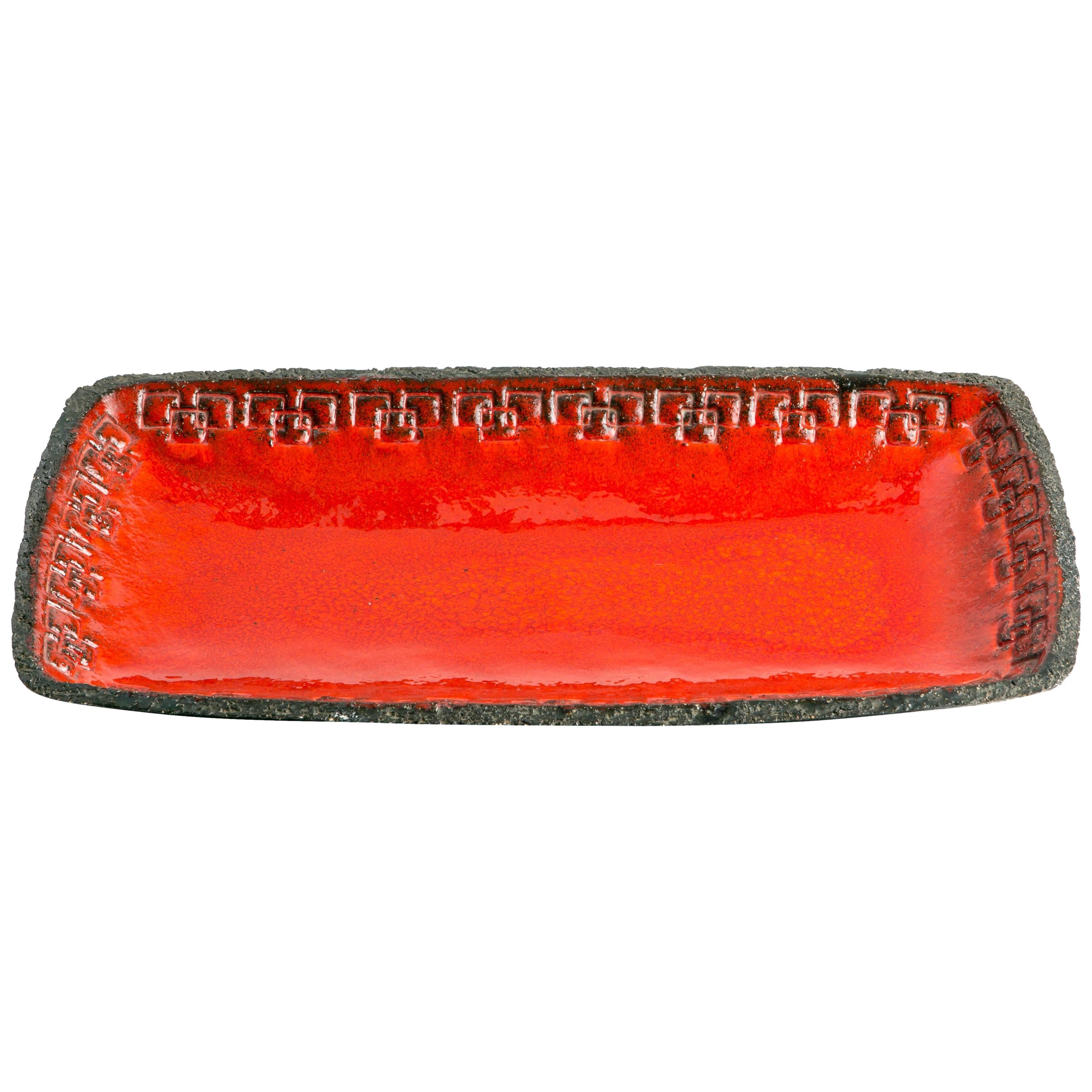 Vintage German Red Glazed Ceramic Tray at 1stDibs | red ceramic tray