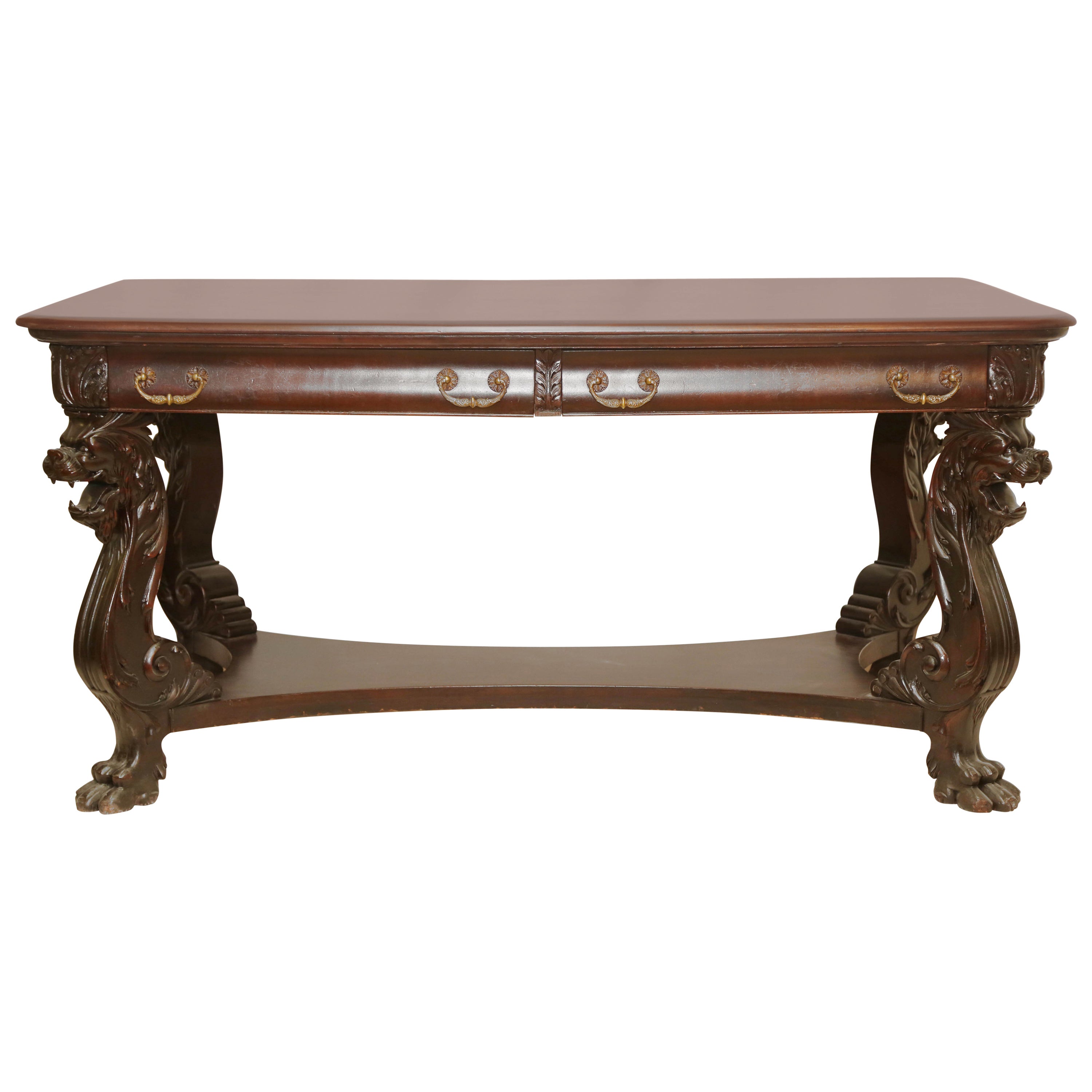 Antique Mahogany Library Table, circa 1900 at 1stDibs