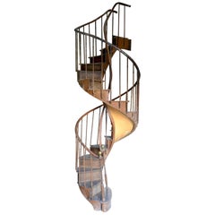 Industrial Cast Iron Spiral Staircase with 22 Diamond Pattern Steps and ...