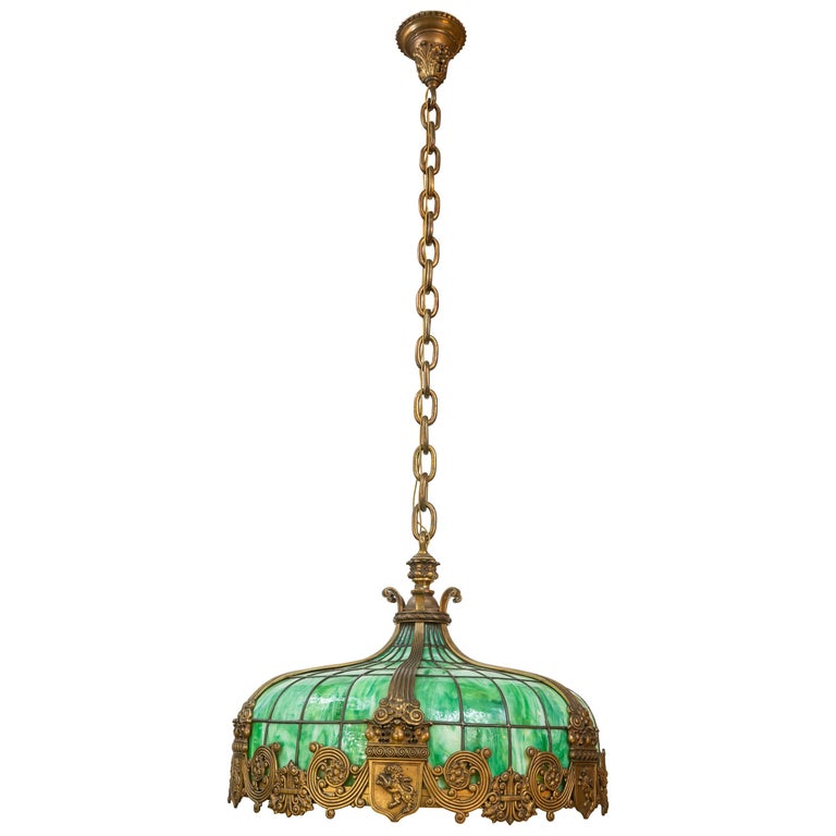 Leaded Glass Hanging Dome with Eight Sockets, Game Room, Pool Room ...