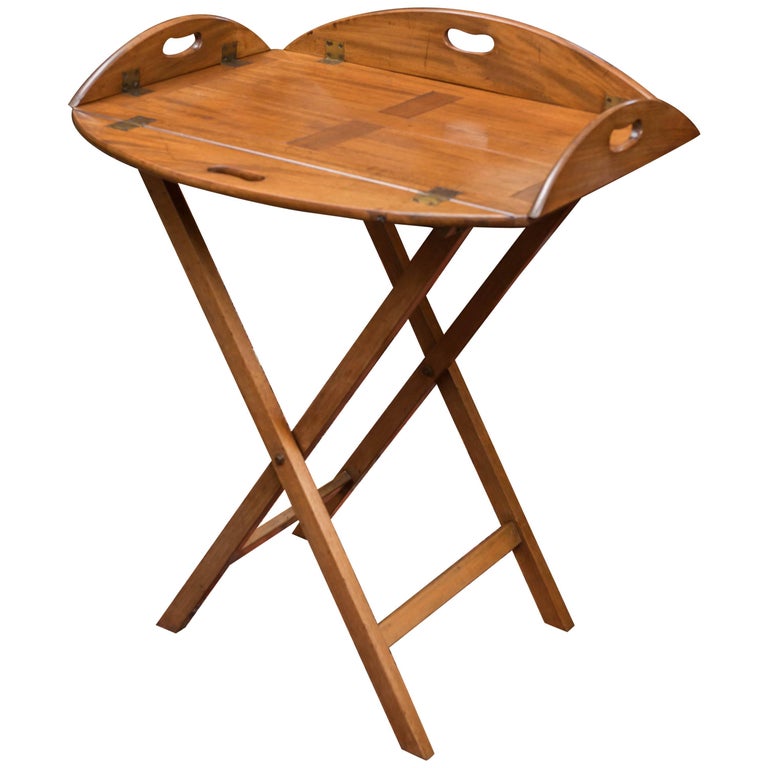 Mid 19th Century Flip-Side Oval Mahogany Butler's Tray On Stand at 1stDibs