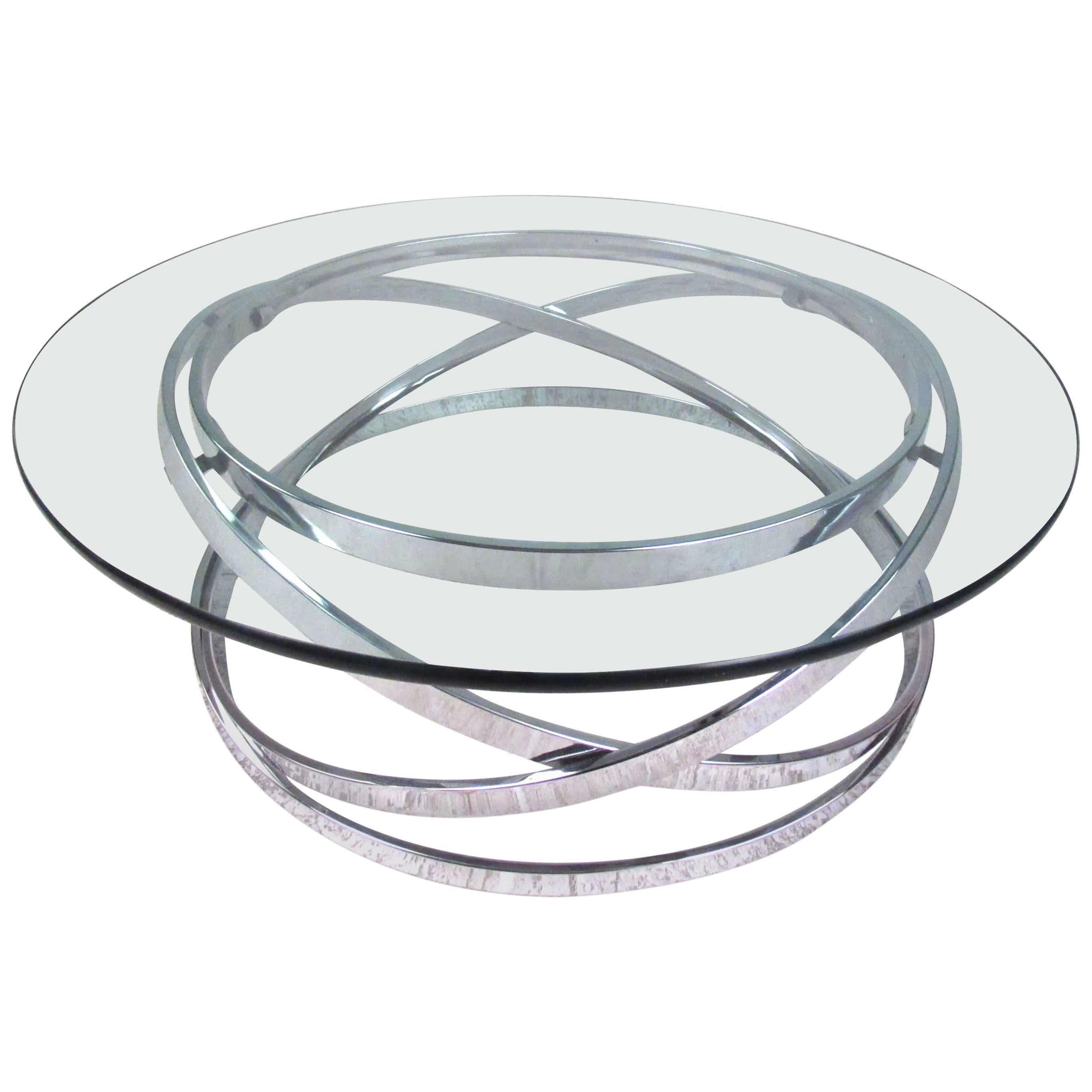 Modern Four-Ring Chrome Coffee Table For Sale at 1stDibs