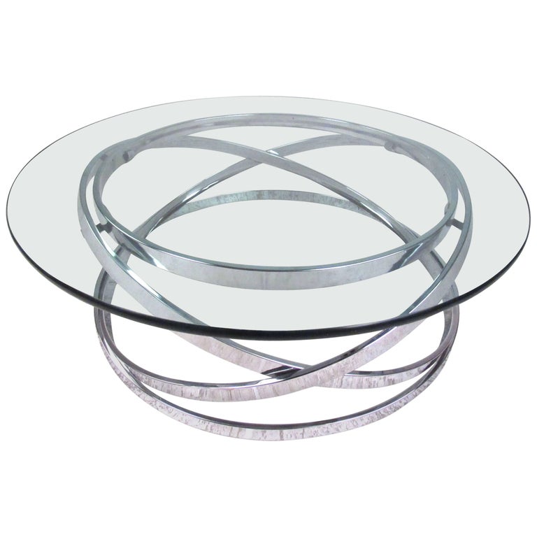Modern Four-Ring Chrome Coffee Table For Sale at 1stDibs