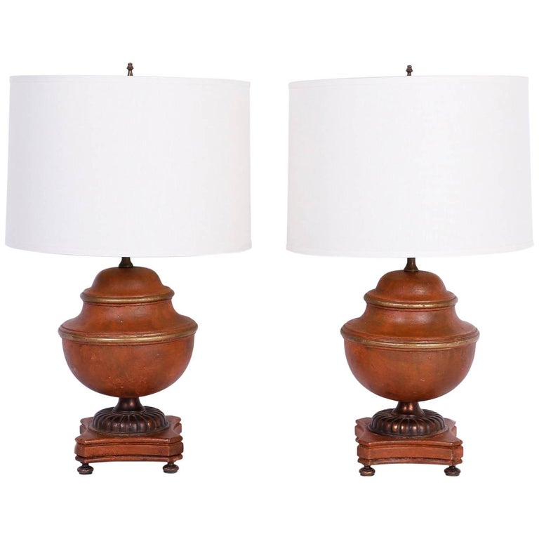 Isco Japan, Hand Painted Vintage Classic Table Lamps, Pair For Sale at ...