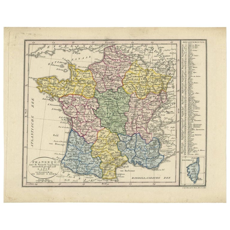Antique Map of France by Van Baarsel (c.1820) For Sale at 1stDibs ...