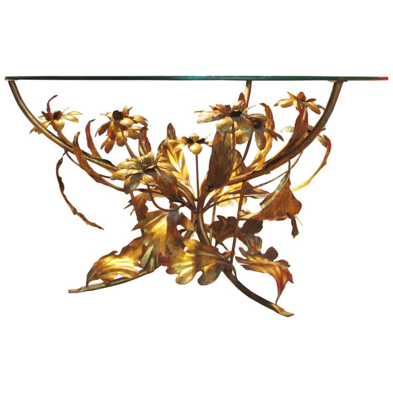 1960 Florentine Gilt Floral Coffee Table at 1stDibs