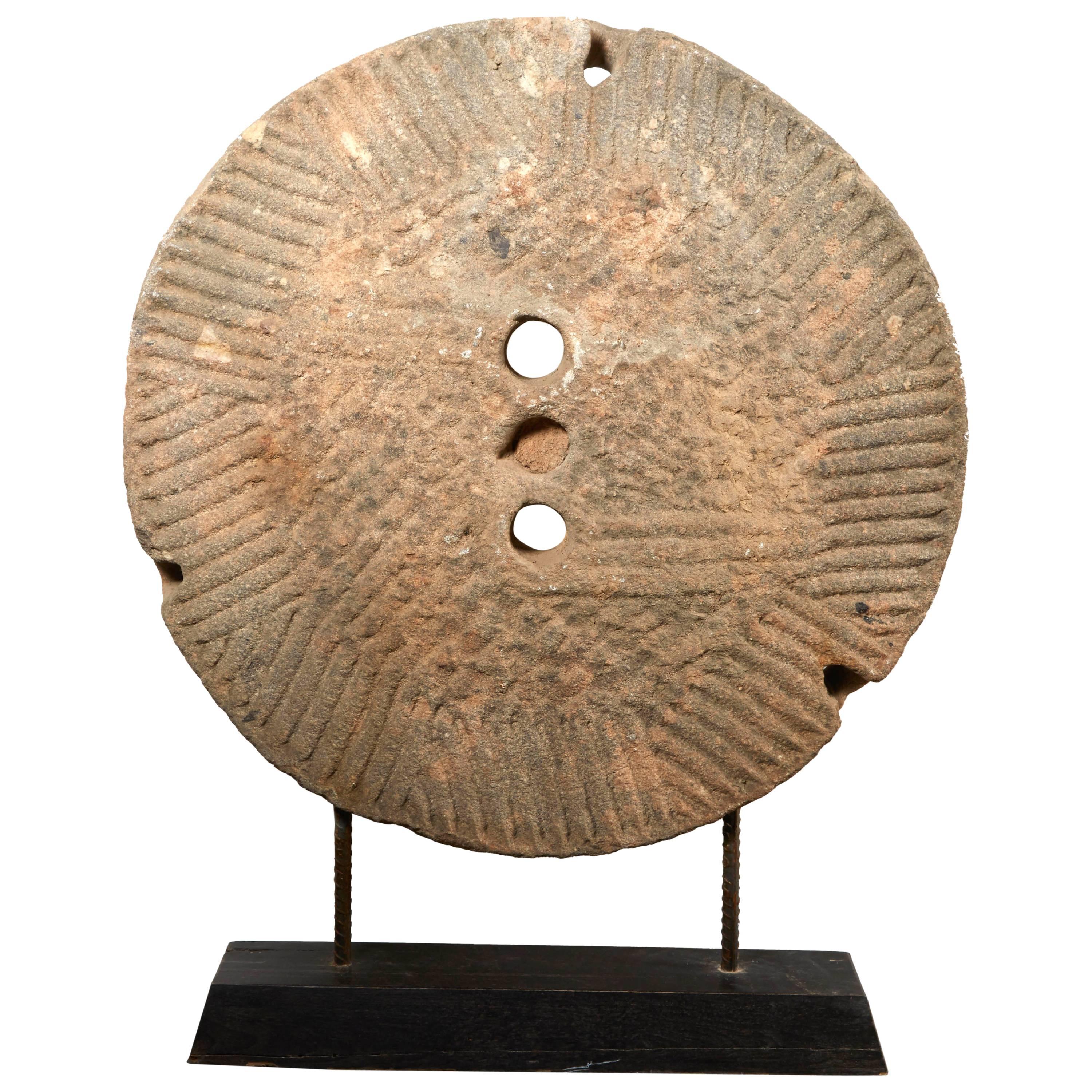 Primitive Antique Carved Millstone at 1stDibs