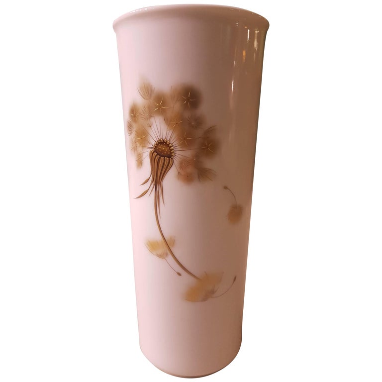 20th Century German White Heinrich Vase with Hand-Painted Gold Puffball ...