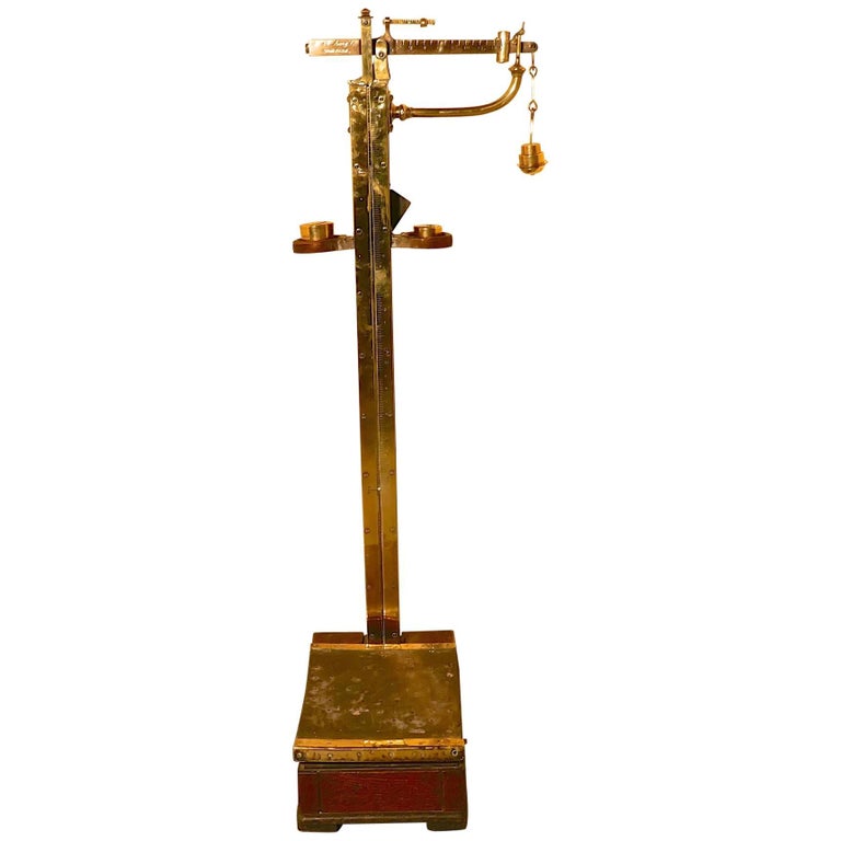 Rare Signed Oak Jockey Scale Complete with Weights by H. Pooley at 1stdibs
