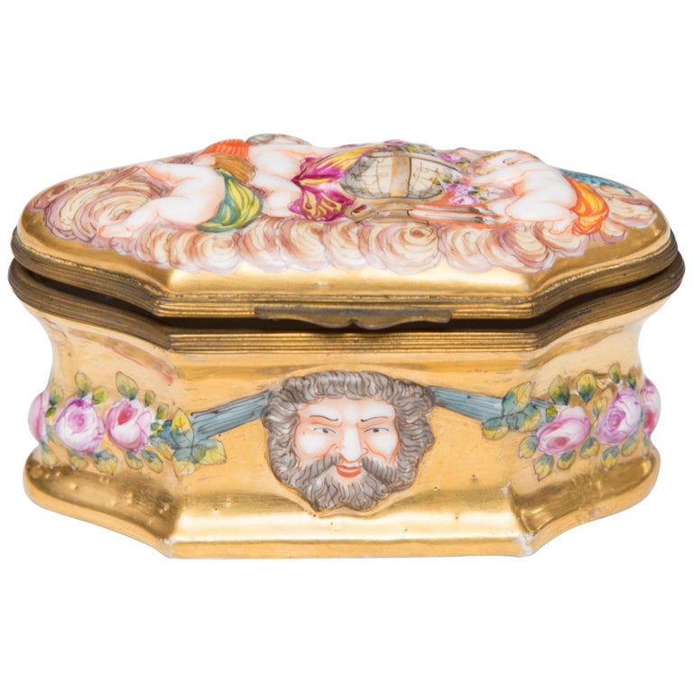 Capodimonte Box with Gilt and Colorful Figures at 1stDibs