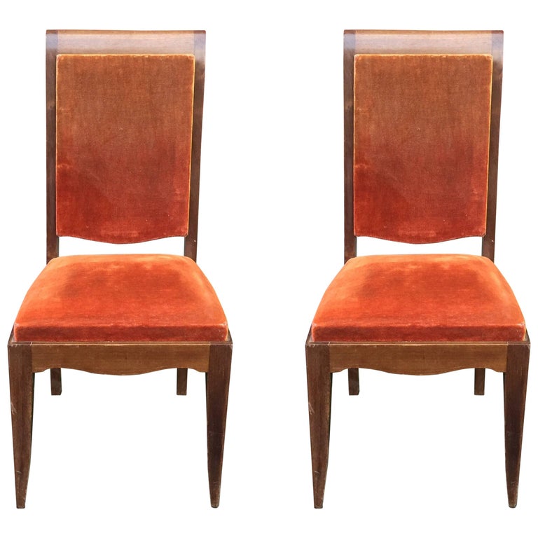 Six Gaston Poisson Numbered French Art Deco Dining Chairs For Sale at ...