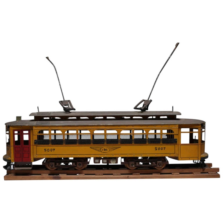 Early 20th Century Handmade Metal Streetcar Model Signed, circa 1945 ...