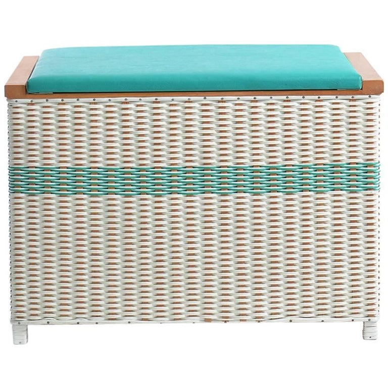 Communist Era Bench with Weaving, Czechoslovakia, 1970s at 1stDibs