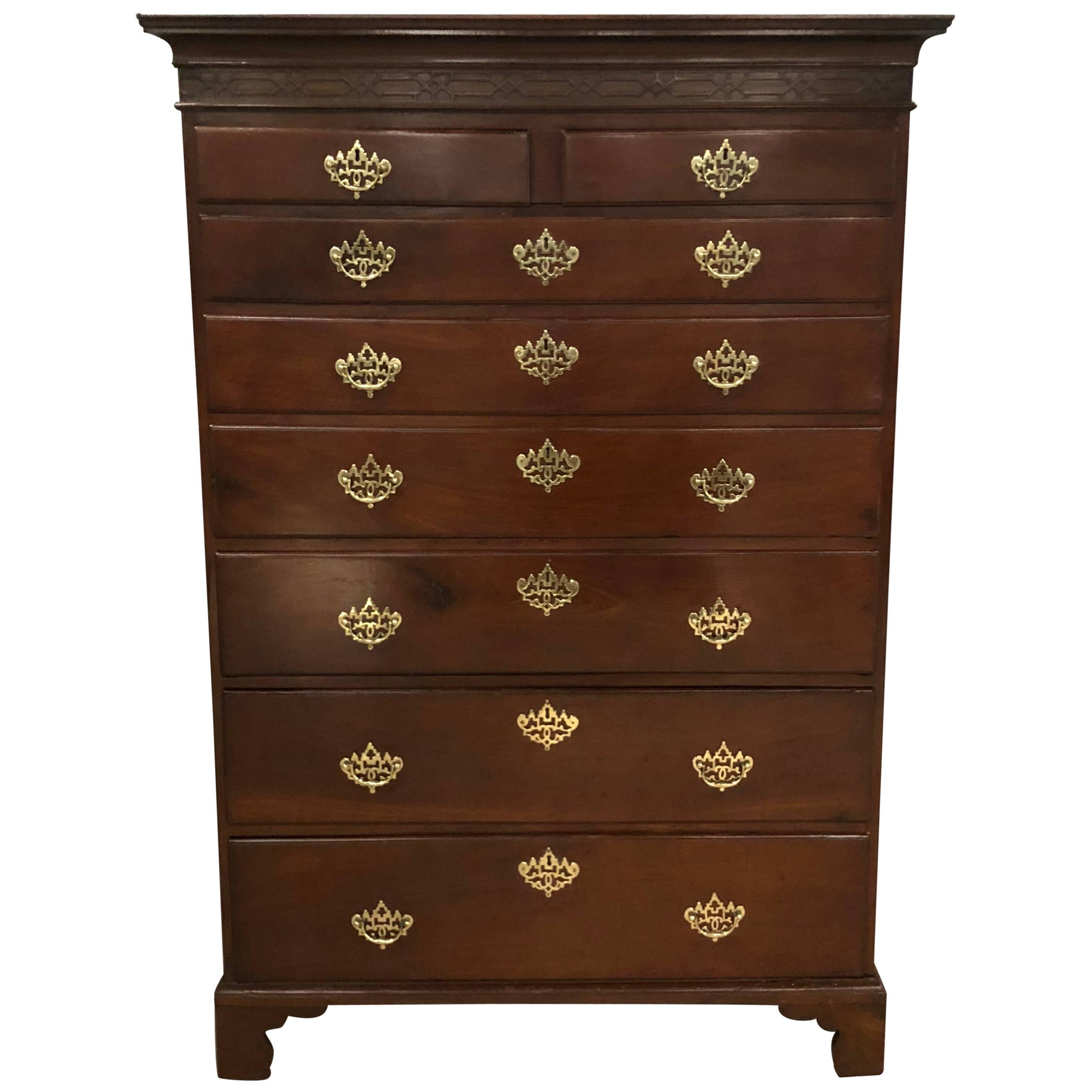 Unique Solid Mahogany English Chippendale Traditional High Chest Tall ...