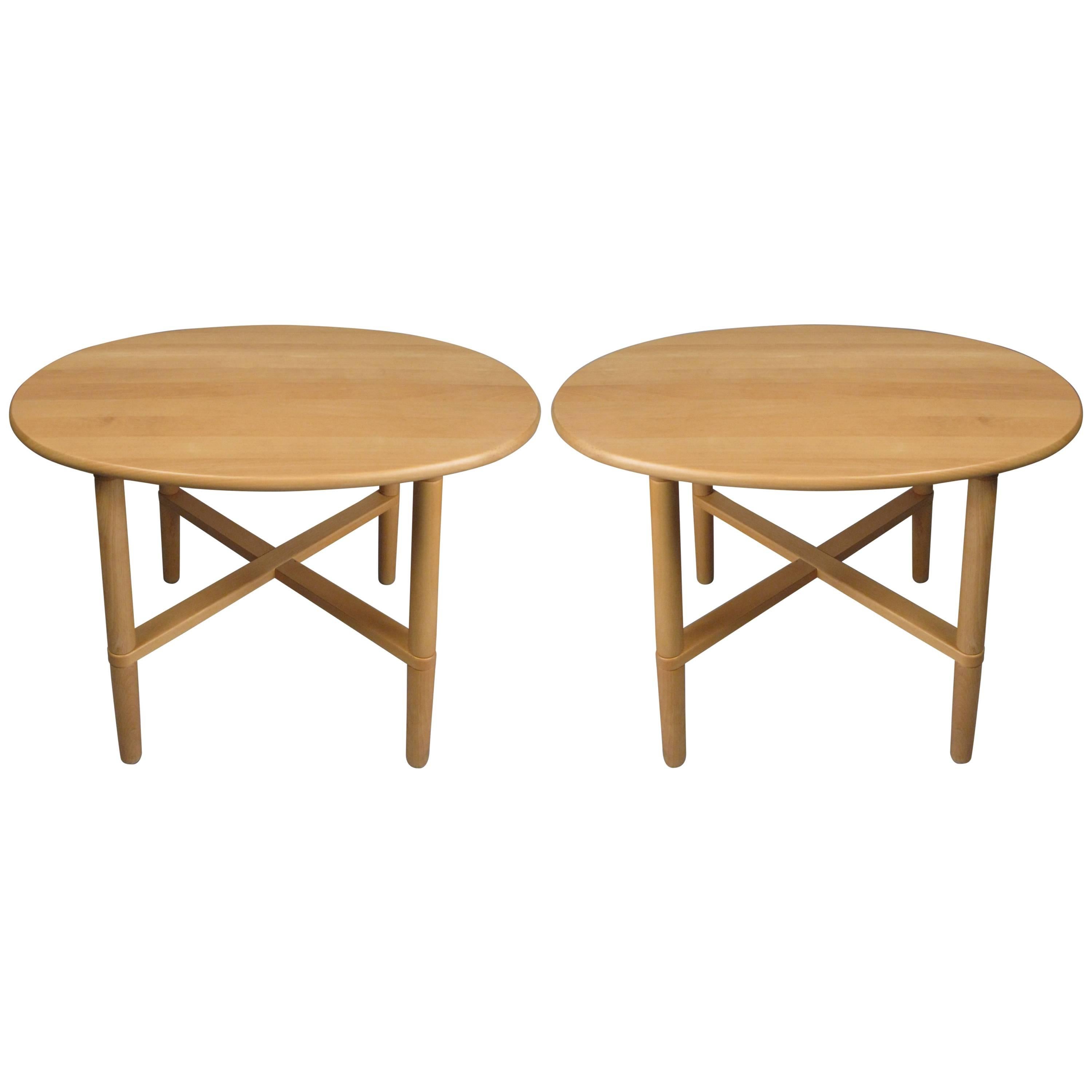 Pair of Oval Danish Tables by Haslev at 1stDibs
