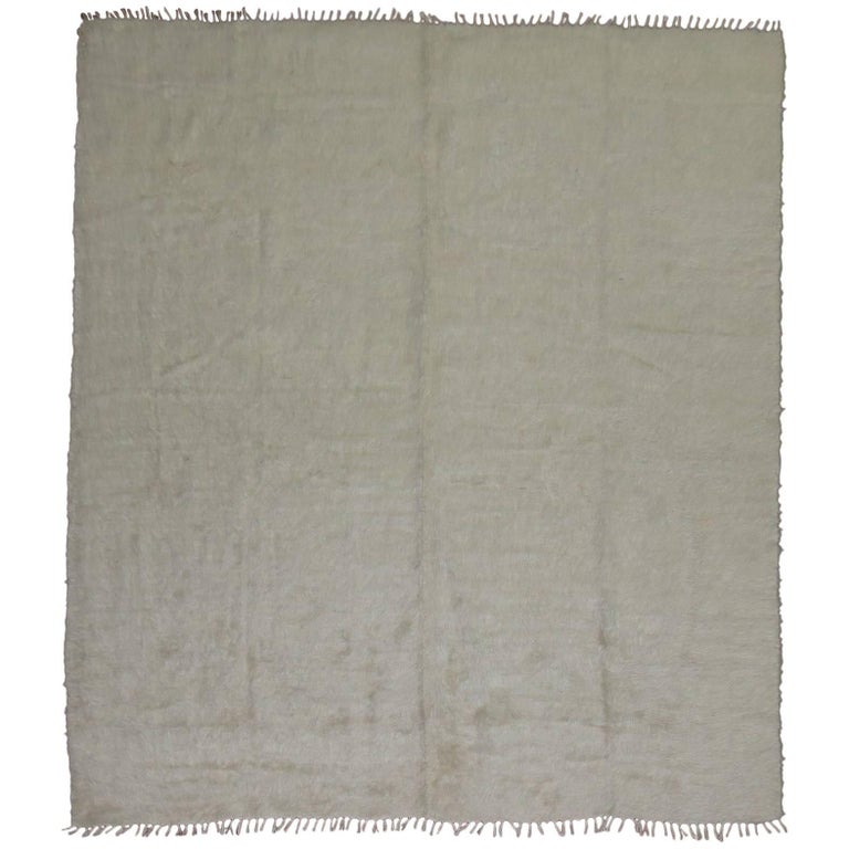 Ivory Vintage Mohair Rug For Sale at 1stDibs