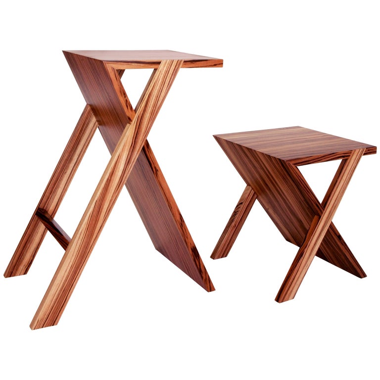 Z Stool, Minimal Modern Reclaimed Wood Stool For Sale at 1stDibs