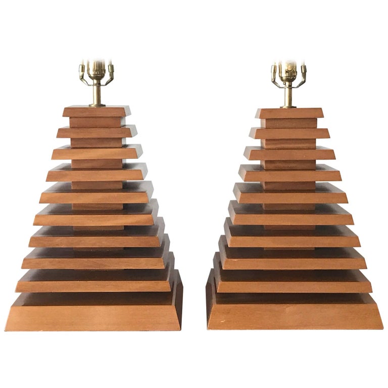 Pair of Unusual Pyramid Lamps For Sale at 1stDibs