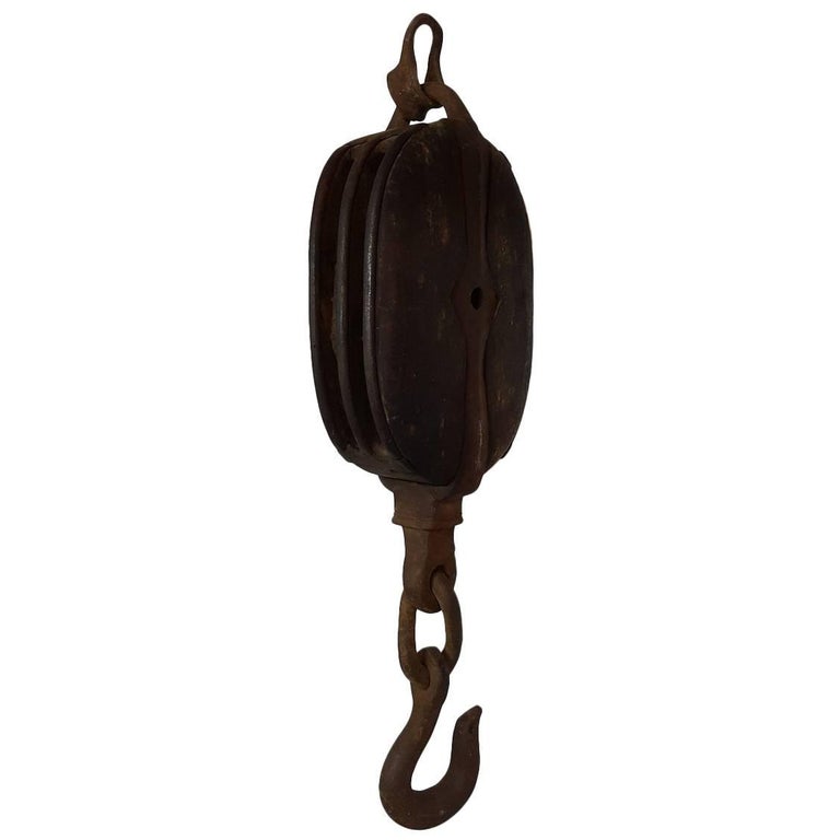 Antique Vintage Barn Pulley Block and Tackle Double Pulley Industrial ...