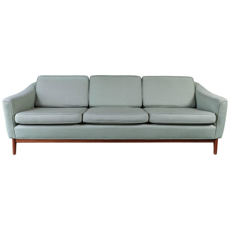 Mid Century Floating Walnut Base Sofa by DUX, Made in Sweden at 1stDibs