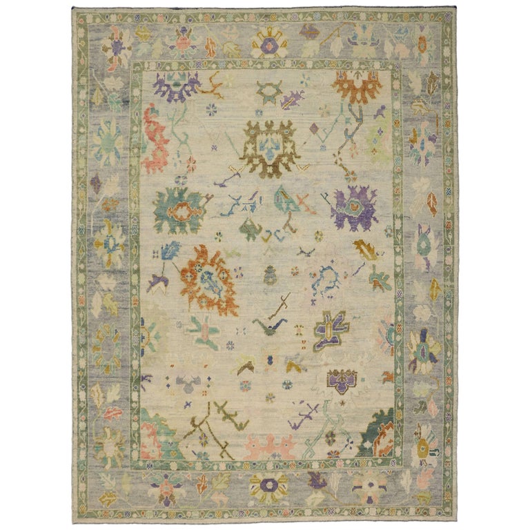 Contemporary Turkish Oushak Rug with Pastel Colors and Tribal Boho Chic ...