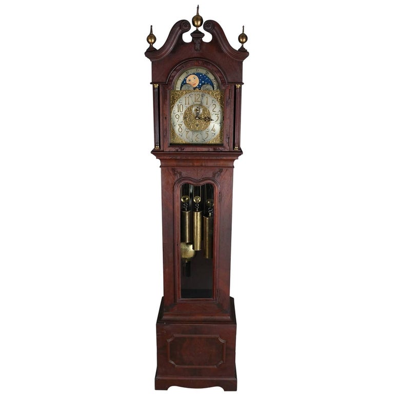 Monumental Antique Durfee and Tiffany Mahogany Moon Phase Tubular Bell ...