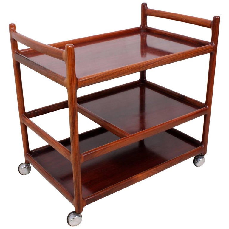 Cocktail Trolley in Rosewood by Johannes Andersen at 1stDibs